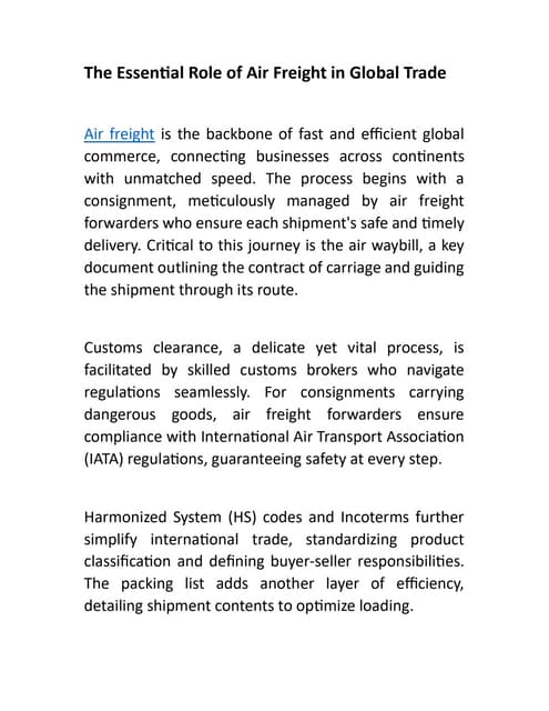 Air Cargo Tracking: Ensuring Safe and Efficient Movement of Goods | PDF