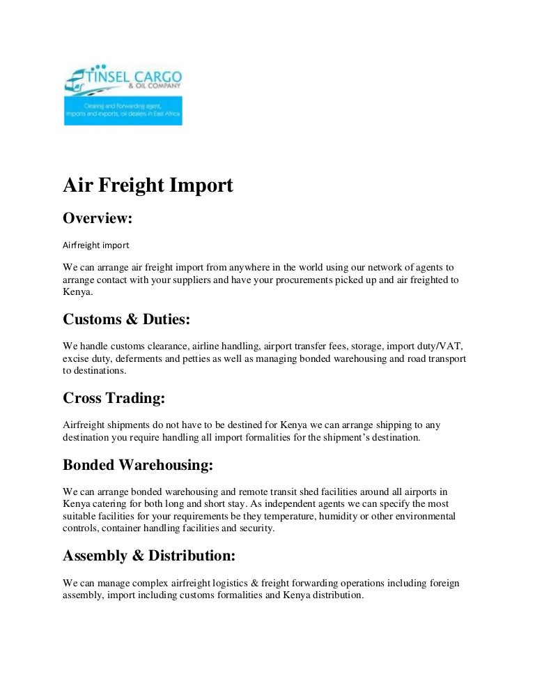 Air freight import