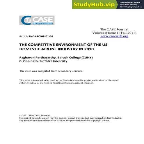 Airline Industry Case Journal | PDF