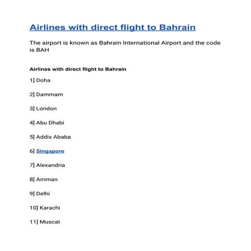Best Airlines for Direct Flights to Bahrain | PDF