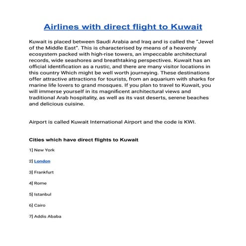 Airlines Offering Direct Flights to Kuwait | PDF