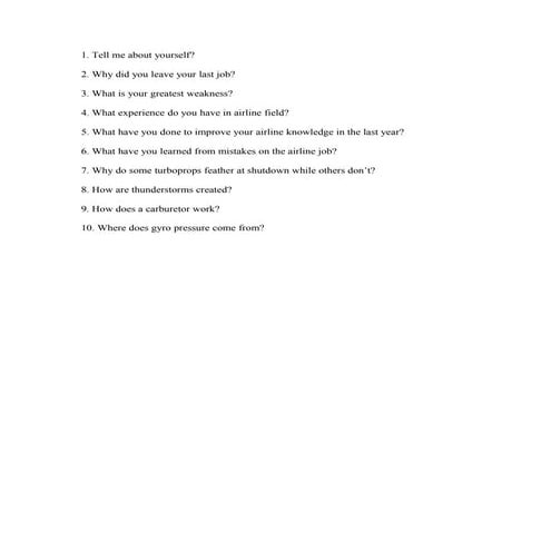 Airline technical interview questions and answers | DOC