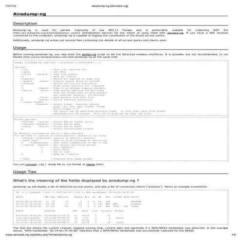 Airodump ng [aircrack-ng] | PDF