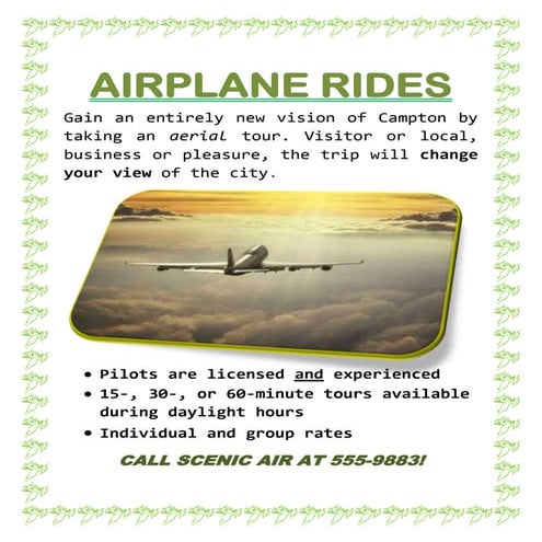 Airplane rides | DOCX | Air Travel | Travel Type