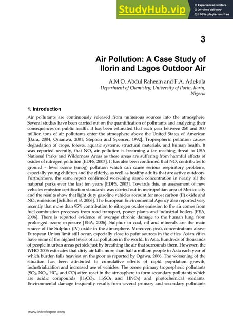 Air Pollution Aspects Of Dhaka City | PDF