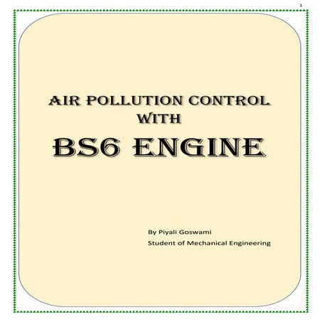 Air pollution control with BS6 Engine | PDF