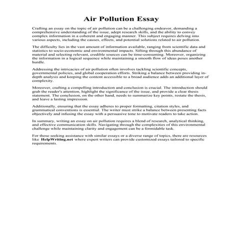 Air Pollution Essay | PDF