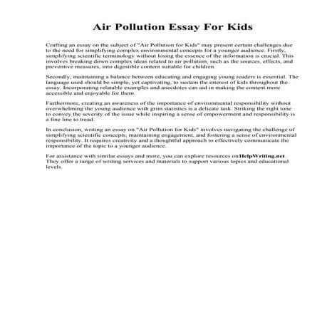 Air Pollution Essay For Kids. Alpena Community College | PDF
