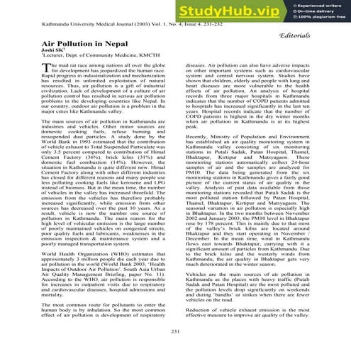 Air Pollution In Nepal | PDF