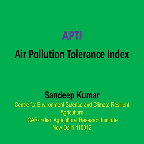 Air Pollution Tolerance Index Apti Pptx