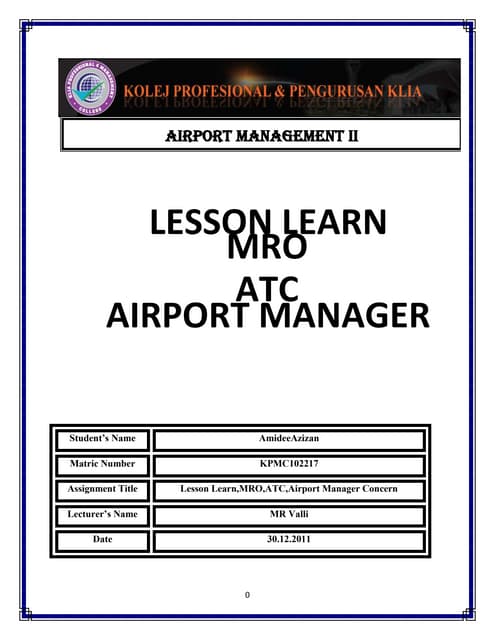 Airport organization chart | PPTX | Aviation Industry | Industries
