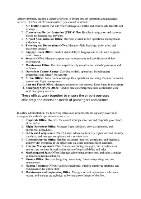 Airport organization chart | PPTX | Aviation Industry | Industries