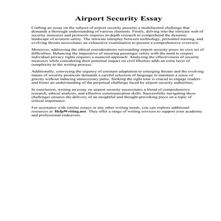 Airport Security Essay. Airport security research paper outline | PDF