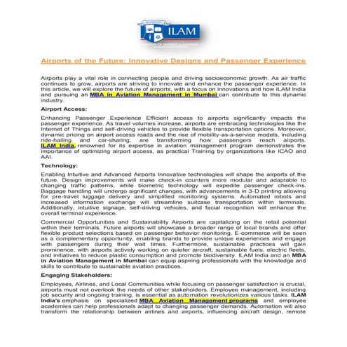 Airports of the Future: Innovative Designs and Passenger Experience | PDF