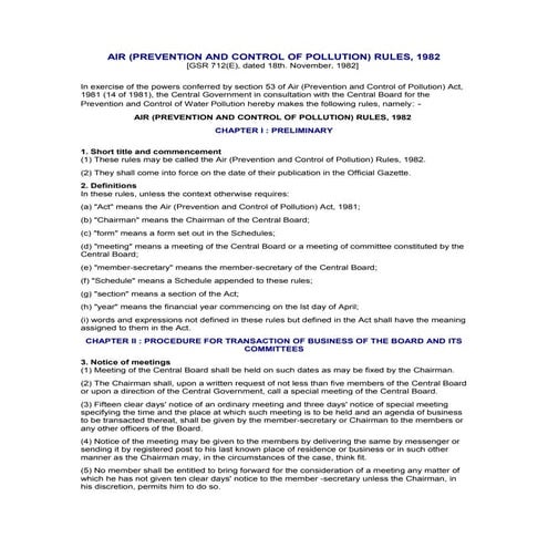 Air (prevention and control of pollution) rules, 1982 | DOC | Business ...