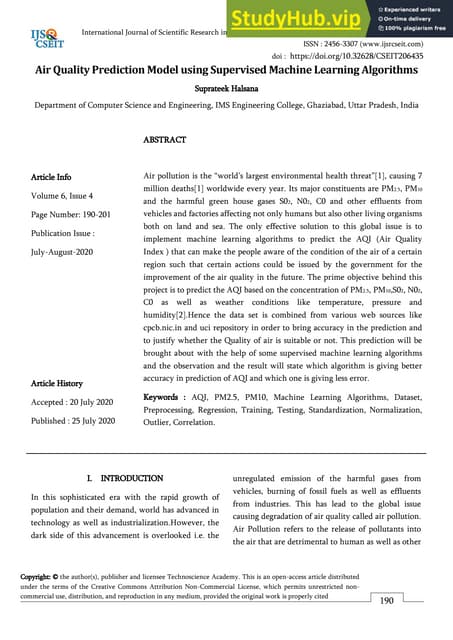 Air Quality Prediction Model Using Supervised Machine Learning 4803