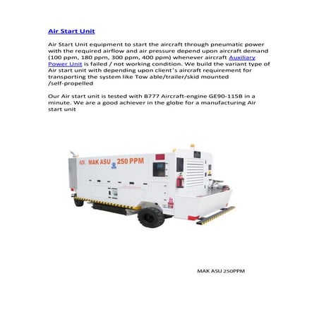 Specification of Air start unit for Aircraft | PDF