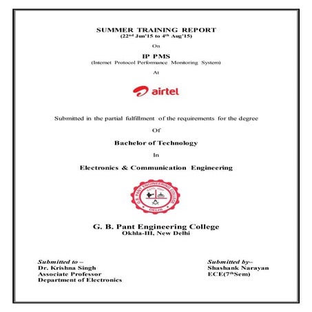 B.Tech. Summer Training Report | DOCX