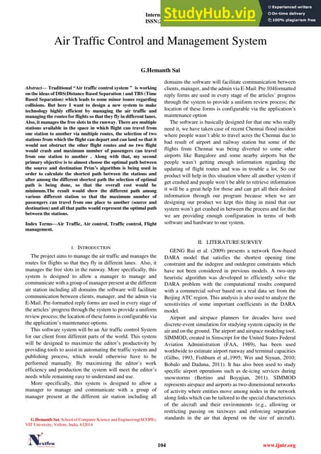Automation Of Air Traffic Management Using Fuzzy Logic Algorithm To 4492