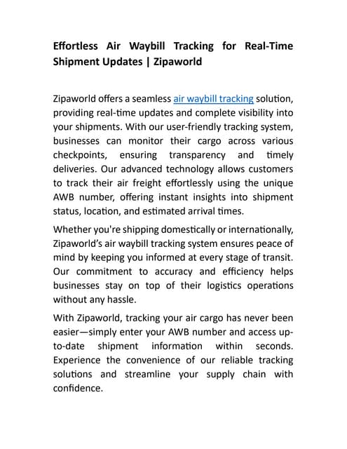 Efficient Air Waybill Tracking for Seamless Cargo Management | PDF