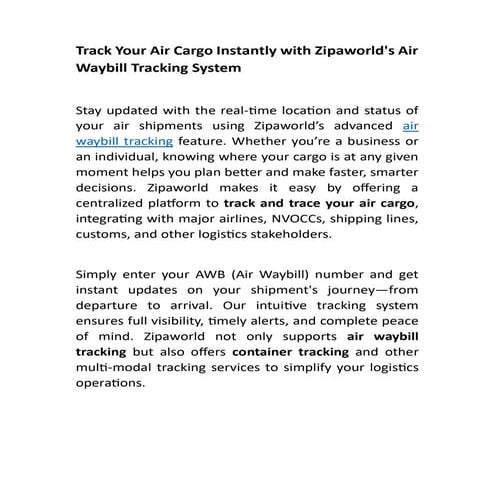 Track Your Air Cargo Instantly with Zipaworld's Air Waybill Tracking ...