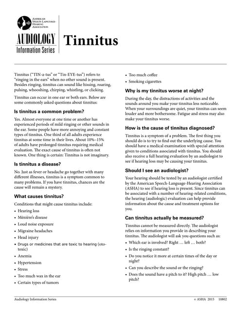 Treatment of tinnitus | PPTX