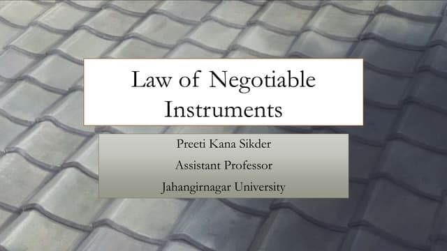 Negotiable instruments. intro