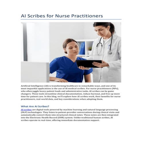 AI Scribes for Nurse Practitioners: Transforming Clinical Documentation ...