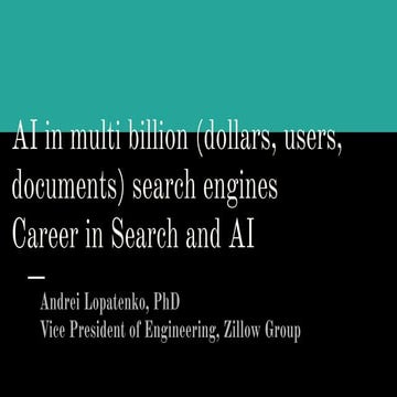 AI in Multi Billion Search Engines. Career building in AI / Search ...