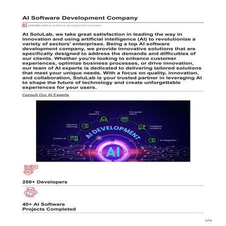 AI Software Development Company - SoluLab | PDF