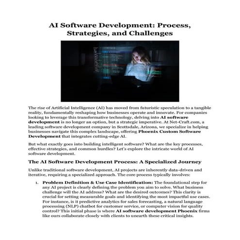 AI Software Development Process, Strategies and Challenges | PDF