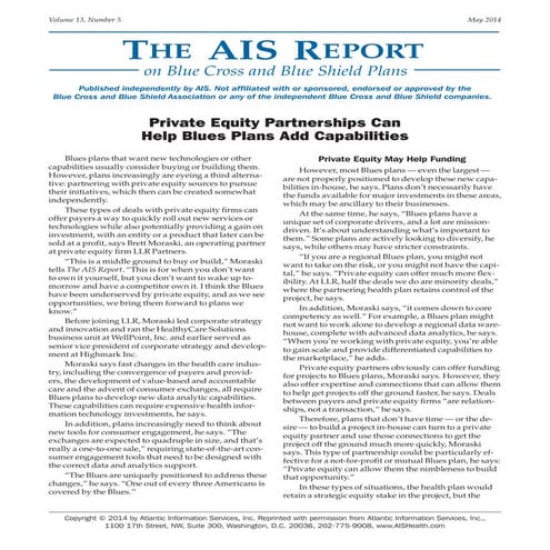 AIS Health: Private Equity Partnerships Can Help Blues Plans Add ...