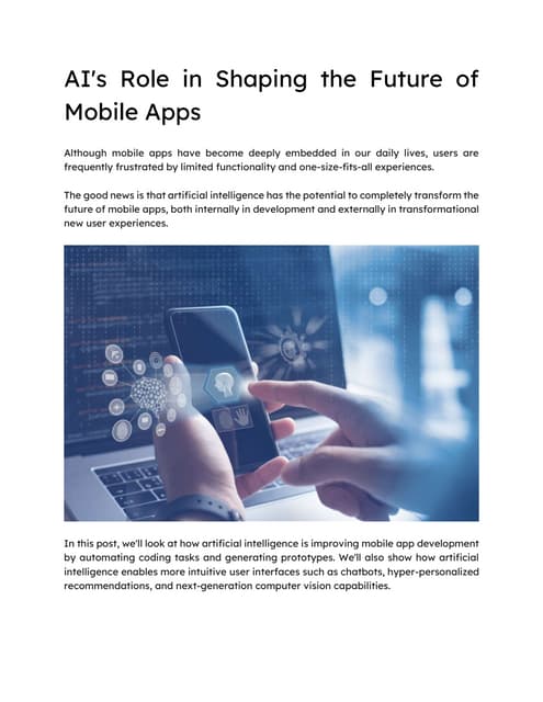 The Impact of Artificial Intelligence on Mobile App Development | PDF