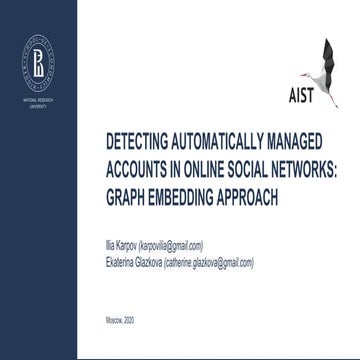 Detecting Automatically Managed Accounts In Online Social Networks Graph Embedding Approach Ppt