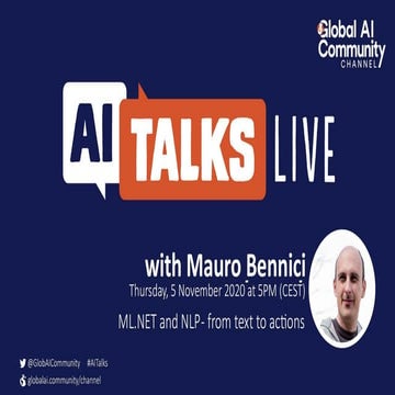 AI Talks Live - ML.NET and NLP (with ONNX) | PPT