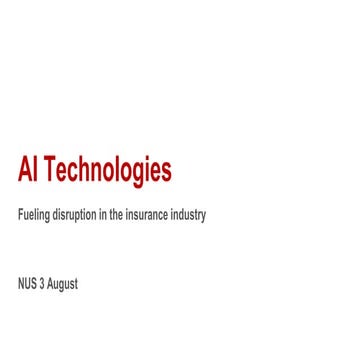 AI Technologies - Fueling Disruption in the Insurance Industry | PDF