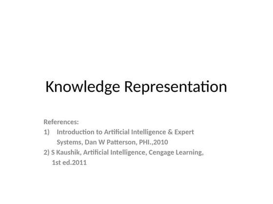 Knowledge representation In Artificial Intelligence | PPTX | Programming Languages | Computing