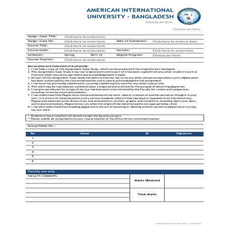 Assignment Cover Sheet | DOCX