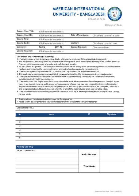 Cover page of assignment | PDF