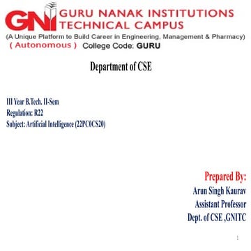 AI UNIT 1 PPT-R22.pptx JNTUH Syllabussss | PPTX