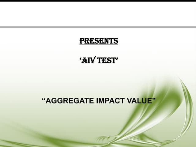 Tests of aggregates | PPTX