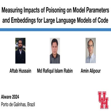 Measuring Impacts of Poisoning on Model Parameters and Embeddings for Large Language Models of ...