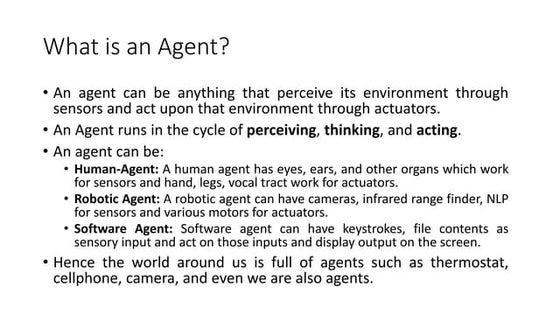 Agents In Artificial Intelligence Pptx Artificial Intelligence Technology And Computing