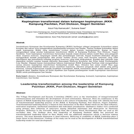 Aizul fidy suhana kepimpinan transformasional | PDF | Free Download