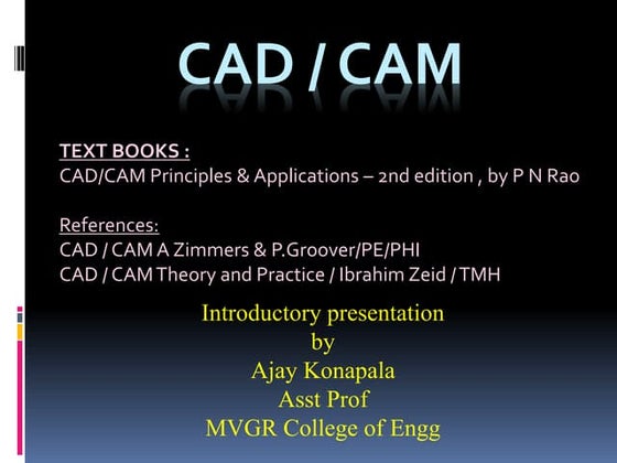CAD/CAM/CIM (Lecture 1 CAD) | PPT