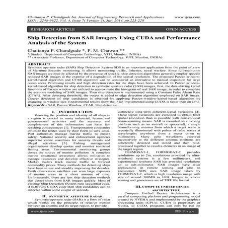 Ship Detection from SAR Imagery Using CUDA and Performance Analysis of ...