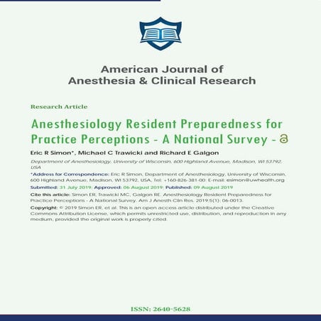 American Journal of Anesthesia & Clinical Research | PDF | Healthcare ...