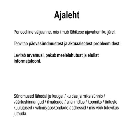 Ajalehtede liigid ja ajalehe sisu | PDF
