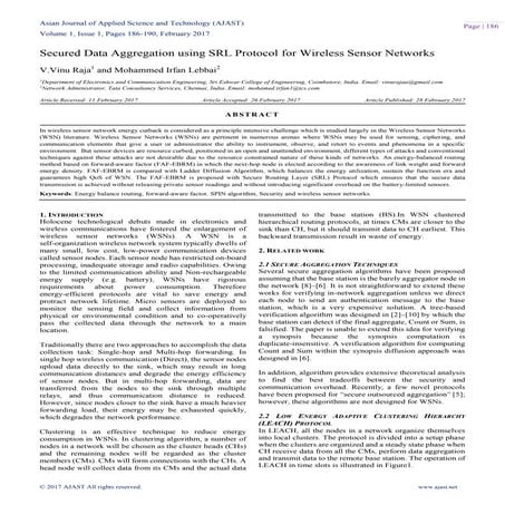Secured Data Aggregation Using Srl Protocol For Wireless Sensor Networks Pdf
