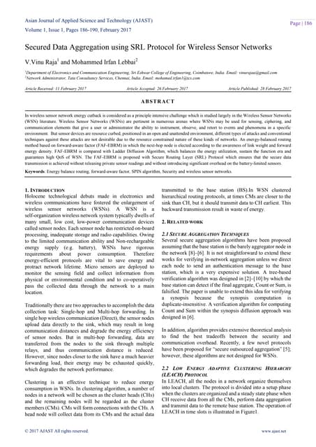 Secured Data Aggregation Using Srl Protocol For Wireless Sensor Networks Pdf